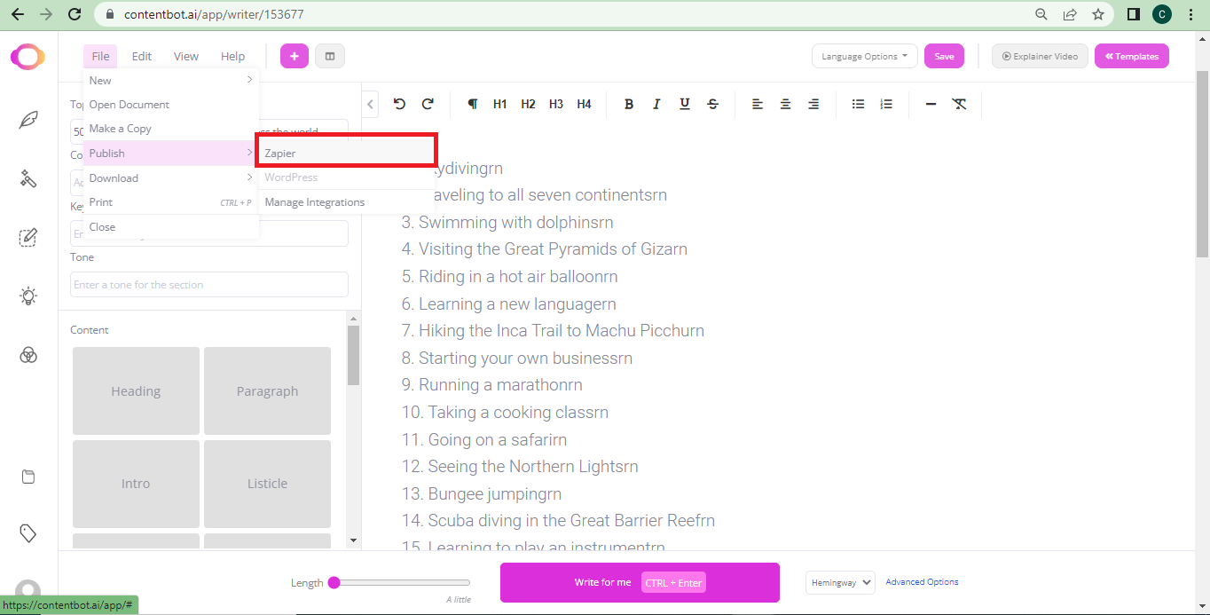 Creating Notion pages from new ContentBot documents - ContentBot Documentation
