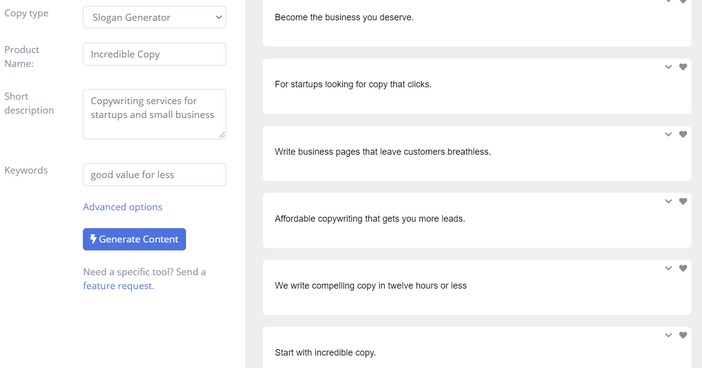 Slogan Generator - ContentBot Documentation
